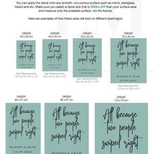 Wedding Mirror Decal Tinder Wedding Welcome Mirror Sign Two People ...