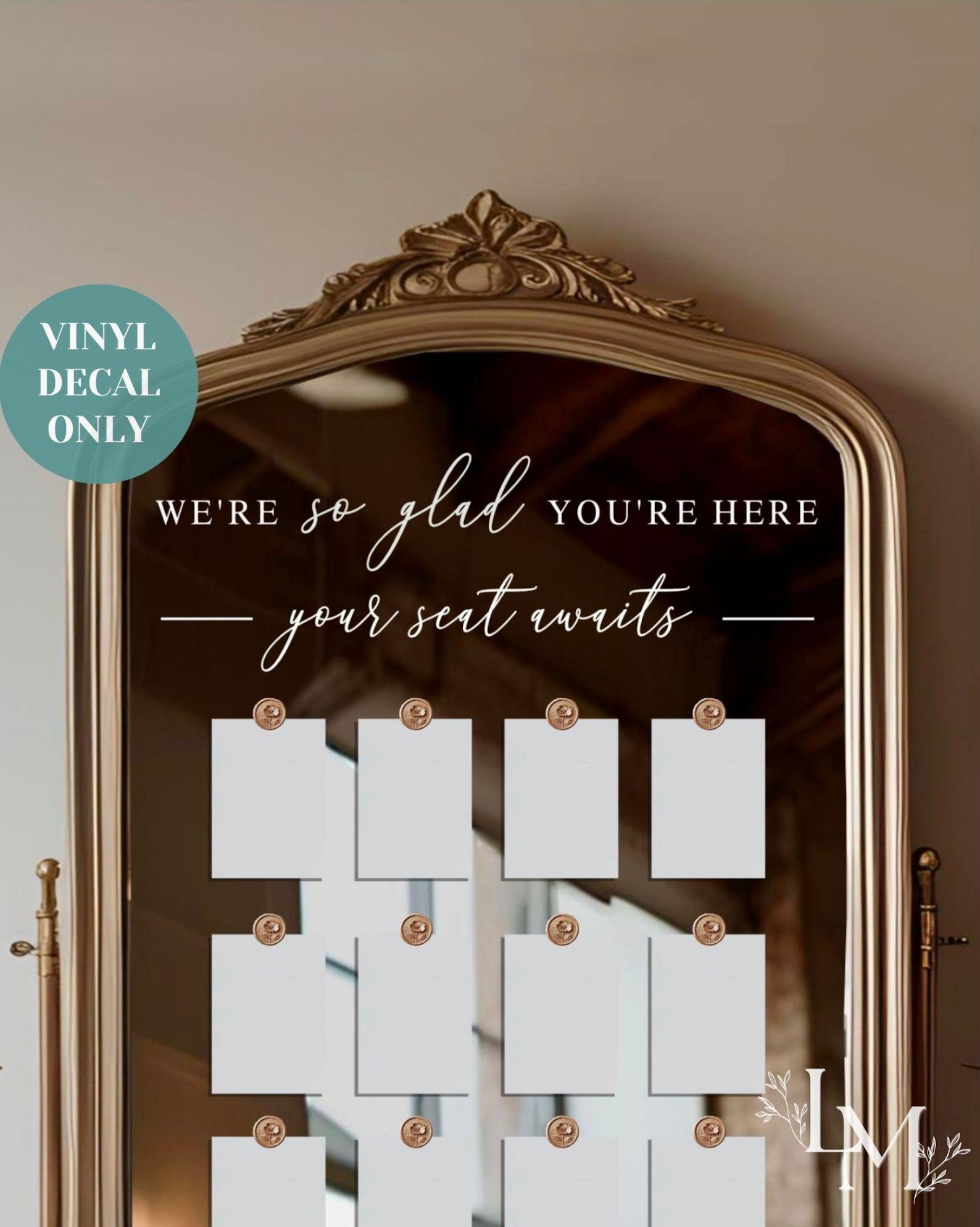 Elegant Seating Chart Header Decal, You Seat Awaits Mirror Sign ...