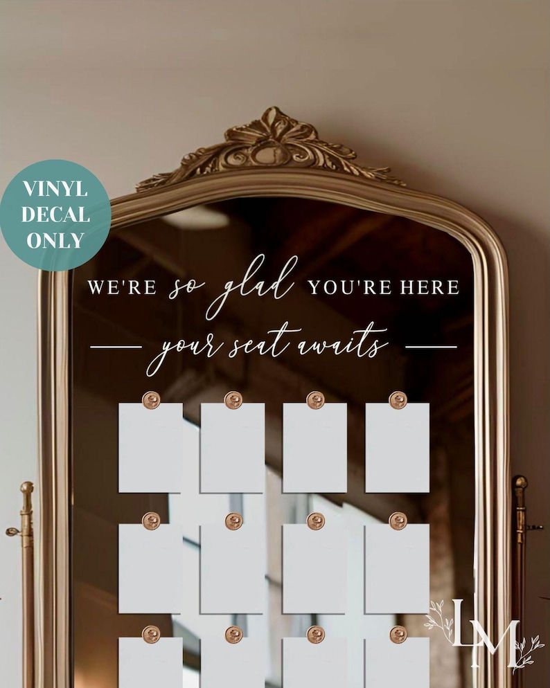 Elegant Seating Chart Header Decal, You Seat Awaits Mirror Sign ...