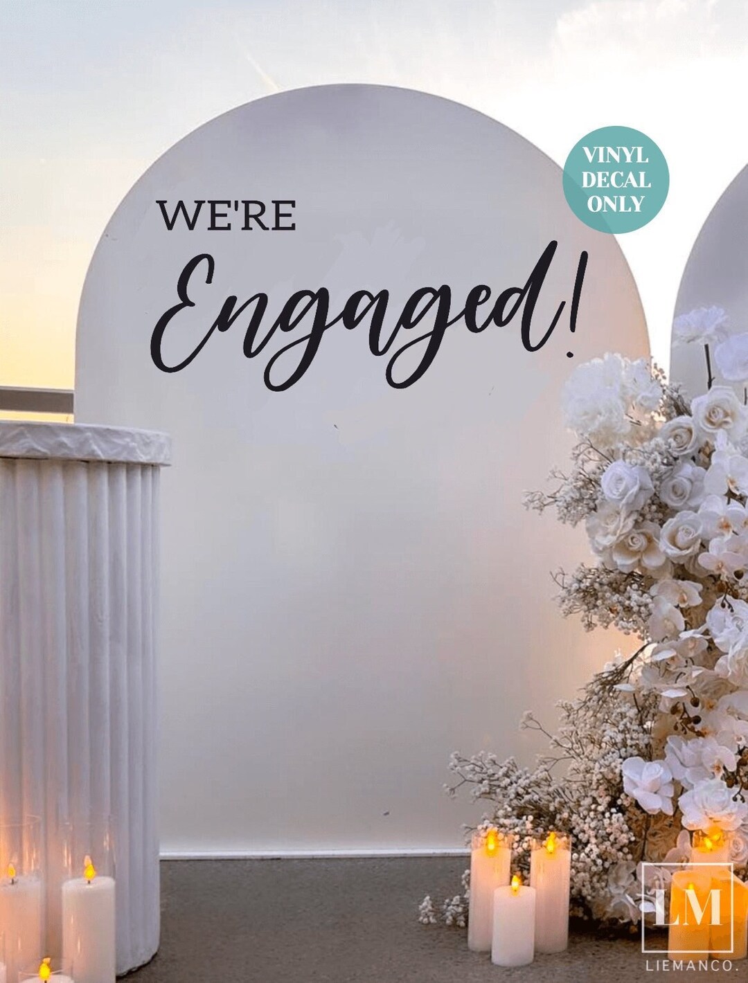 We're Engaged Sign Vinyl Decal Engagement Party Backdrop Decal for ...