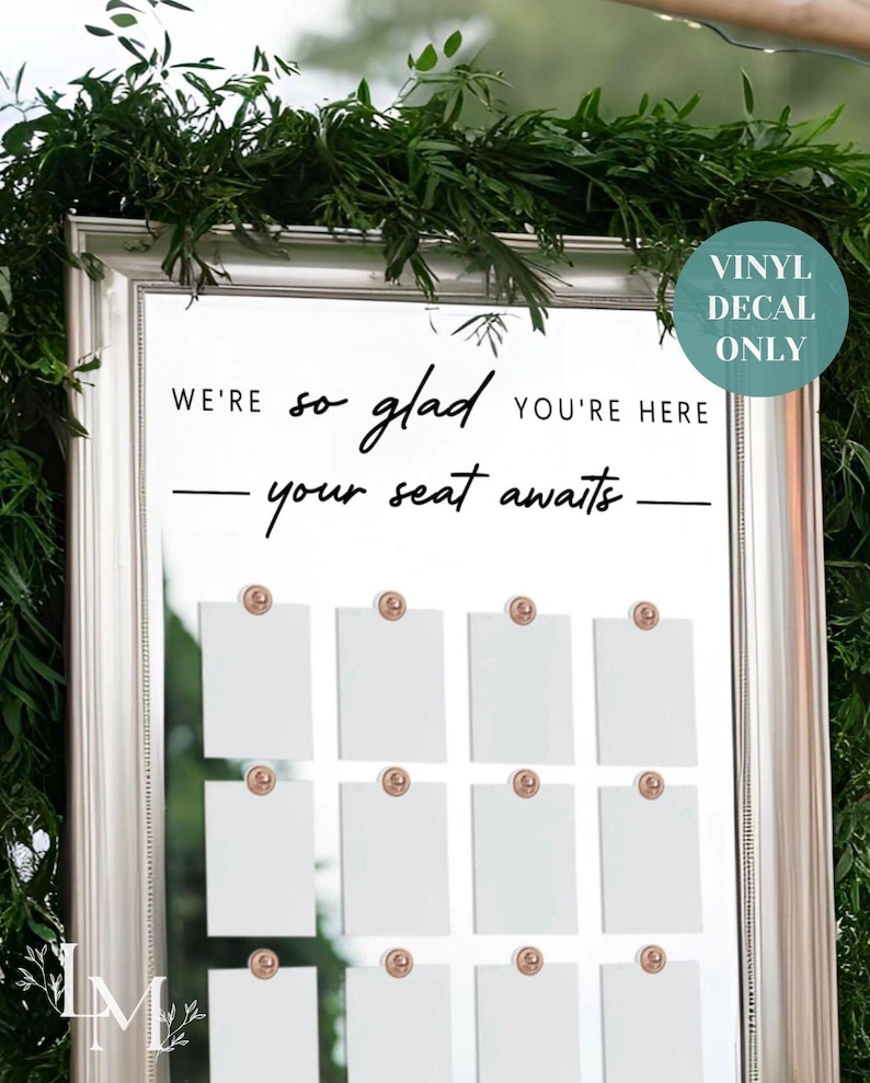 Elegant Seating Chart Header Decal, You Seat Awaits Mirror Sign ...