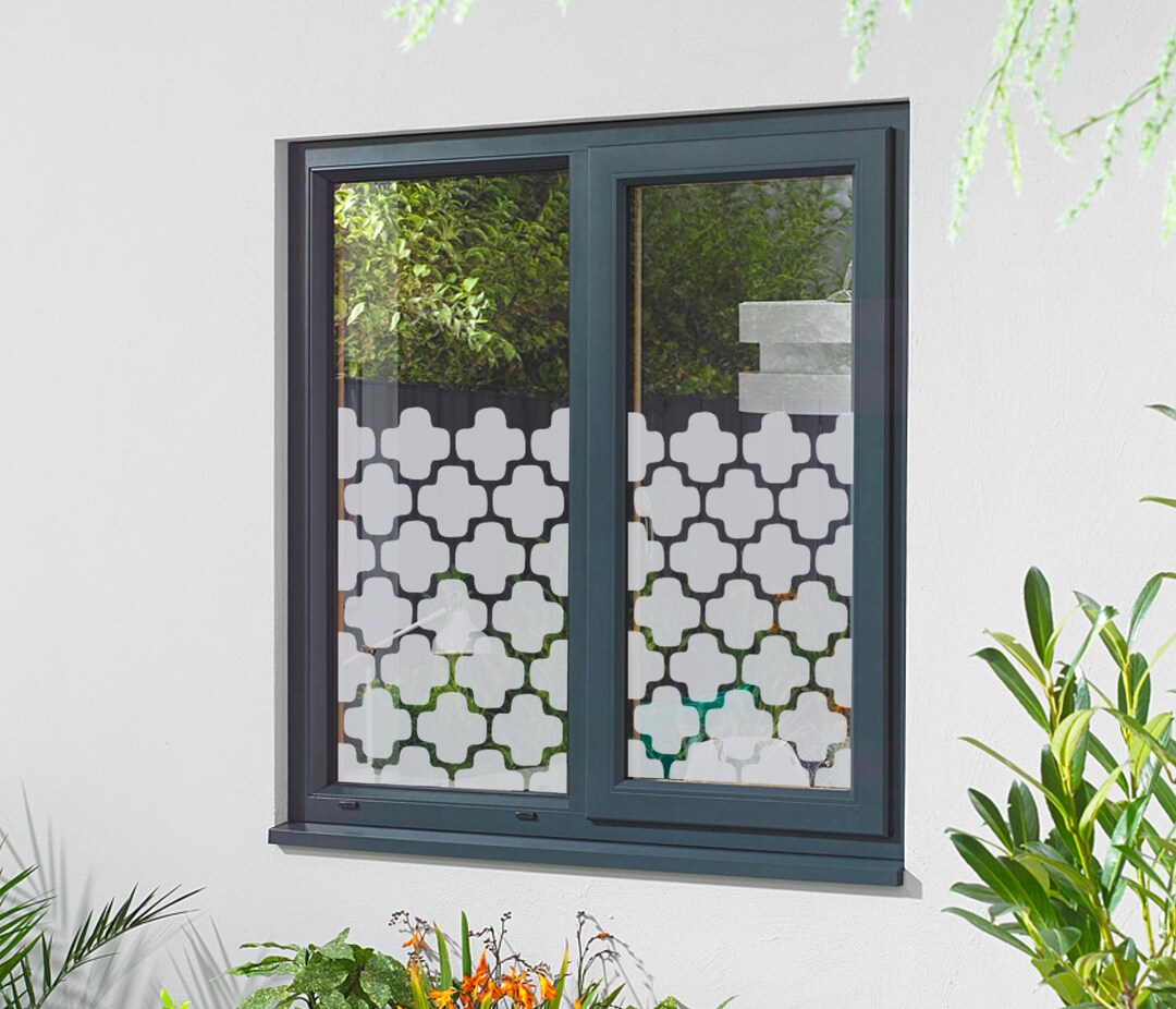 Geometric Frosted Window Decal for Privacy Residential Window Privacy ...