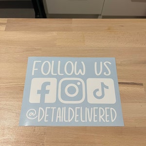 Follow Us on Social Media Window Vinyl Sign, Social Media Decal ...