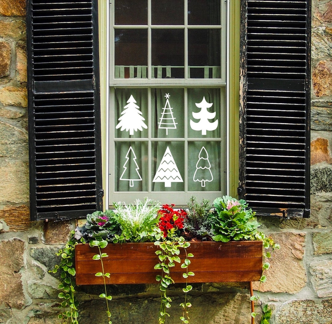 Christmas Tree Window Stickers, Holiday Advent Window Decor, Christmas ...