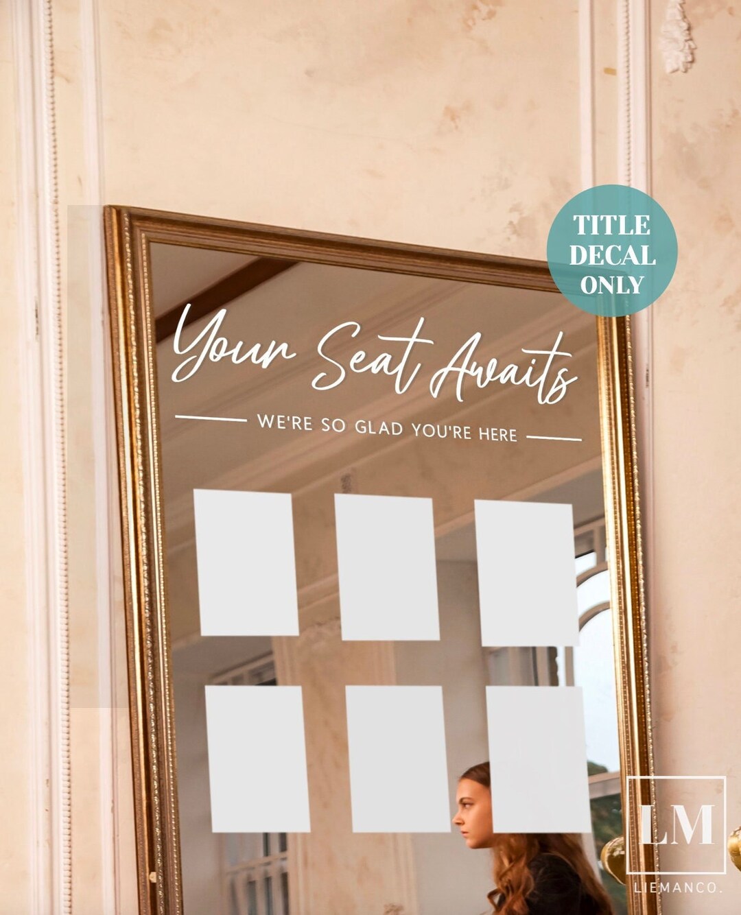 Seating Chart Title Wedding Decal, Mirror Wedding Seating Plan Header ...