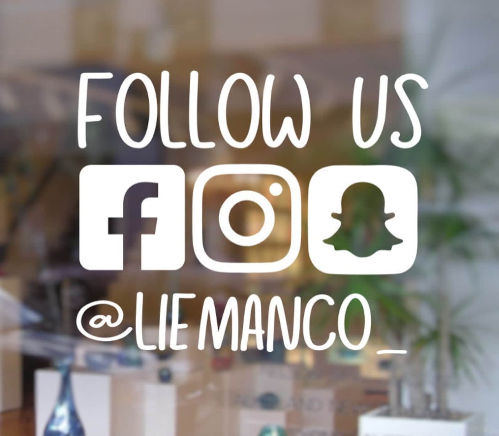Follow Us on Social Media Window Vinyl Sign Social Media | Etsy