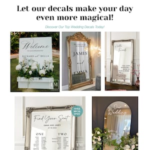 Welcome Wedding Mirror Sign Vinyl Lettering Elegant Wedding Reception ...