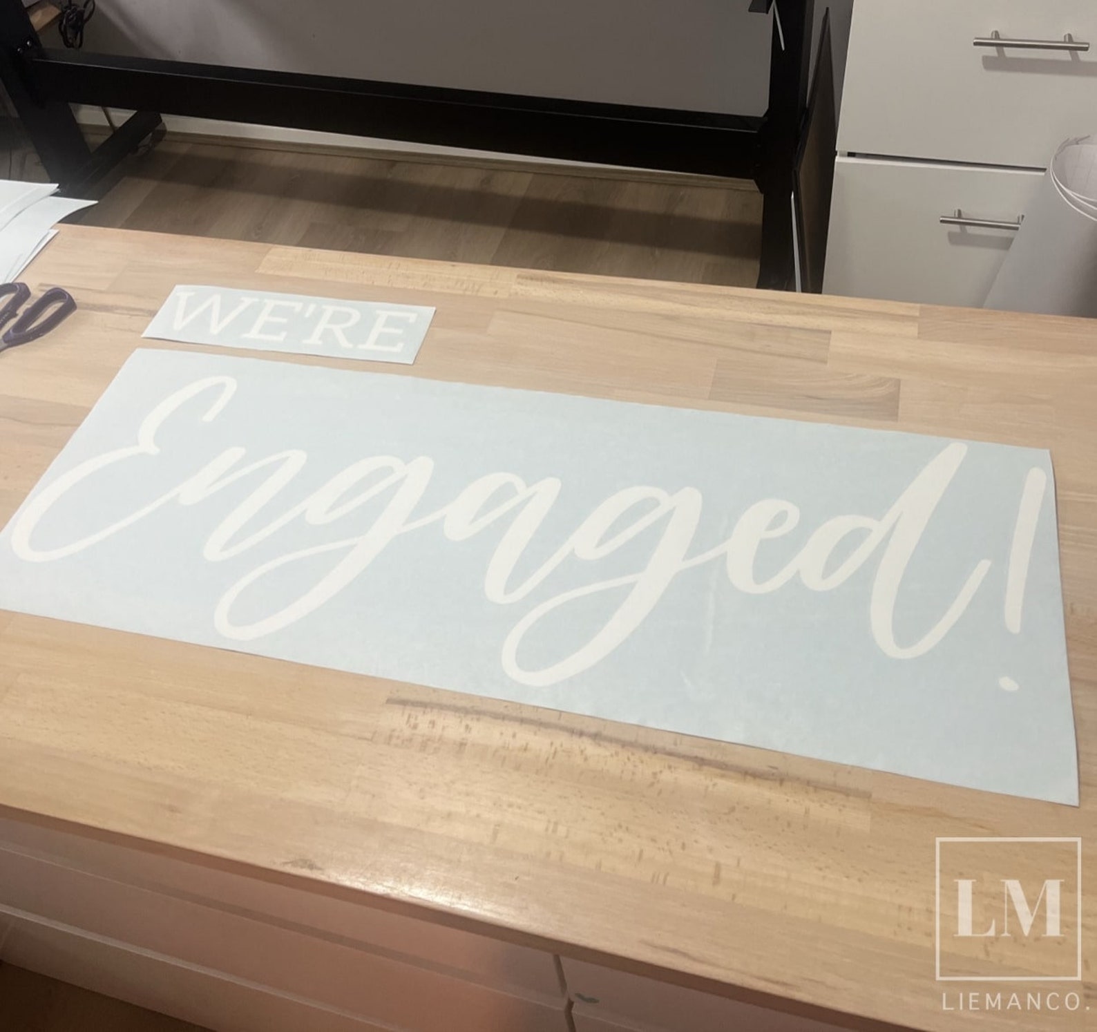 We're Engaged Sign Vinyl Decal Engagement Party Backdrop Decal for ...