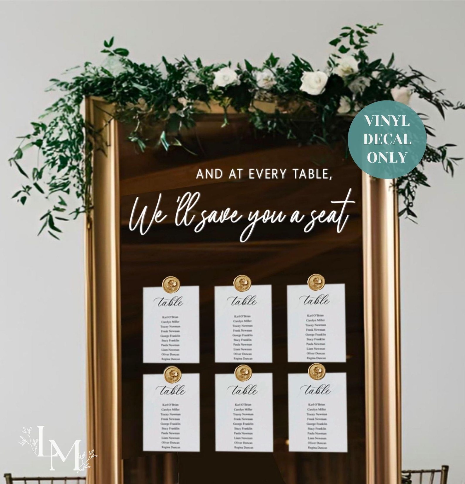 At Every Table We’ll Save You a Seat Vinyl Decal Wedding Mirror Seating ...