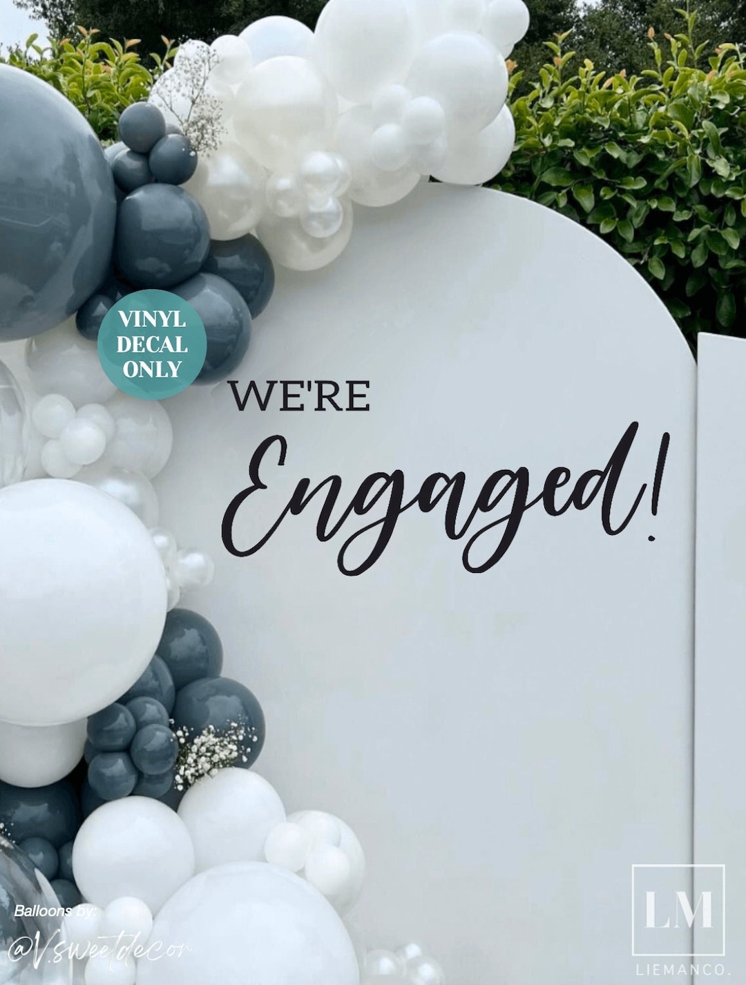We're Engaged Sign Vinyl Decal Engagement Party Backdrop Decal for ...