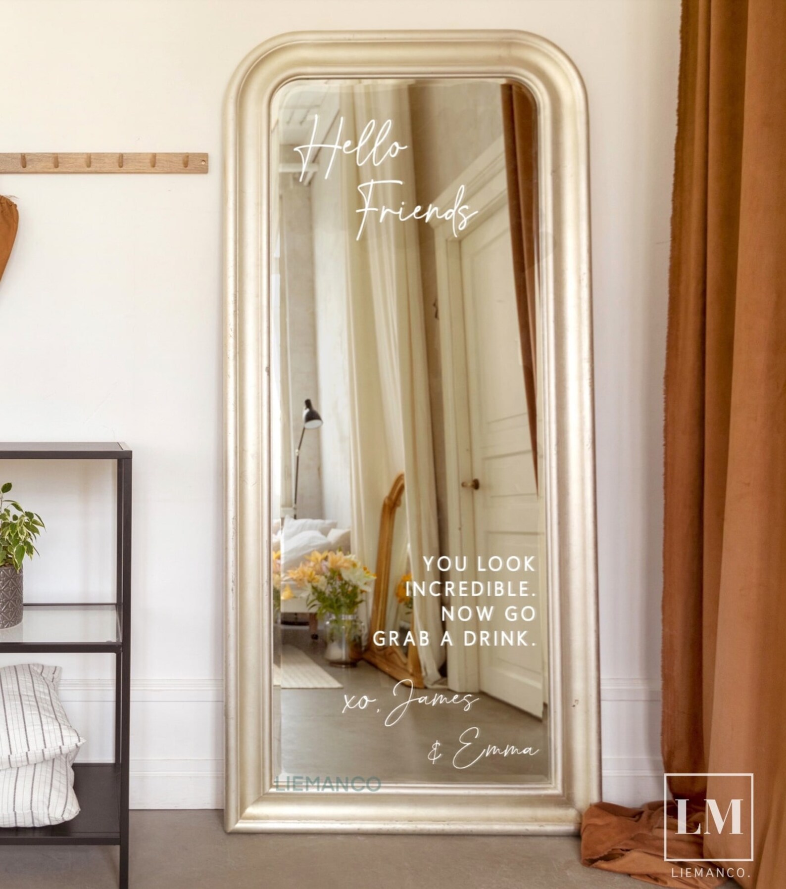 Custom Selfie Mirror Decal for Wedding Entry Sign Hello Darling Grab A ...