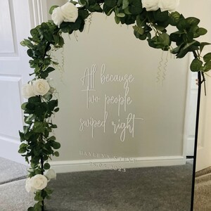 Wedding Mirror Decal Tinder Wedding Welcome Mirror Sign Two People ...