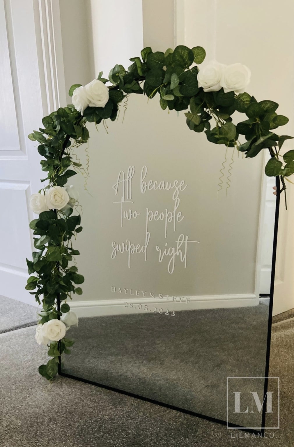 Wedding Mirror Decal Tinder Wedding Welcome Mirror Sign Two People ...