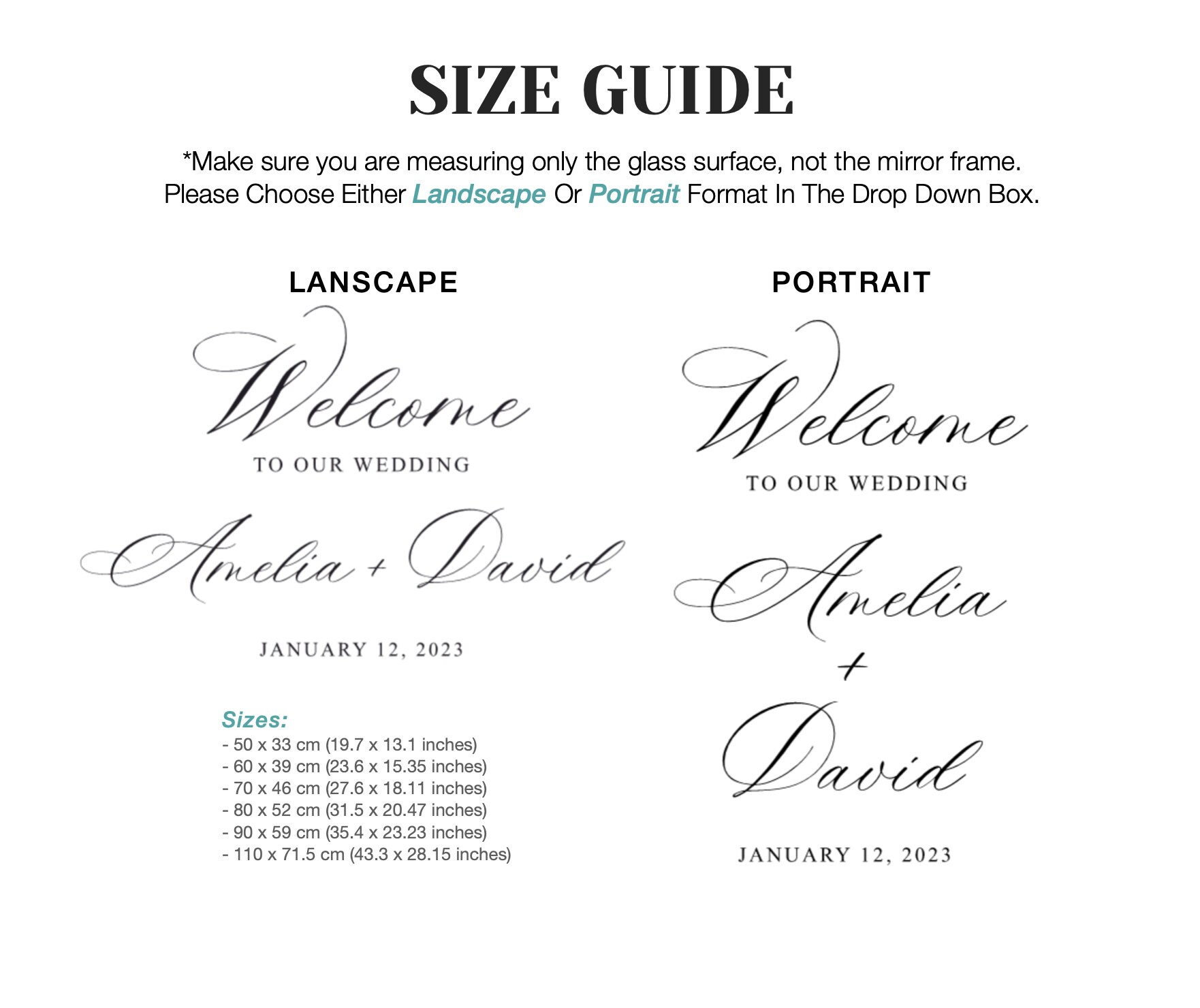 Welcome Wedding Mirror Sign Vinyl Lettering Elegant Wedding - Etsy ...