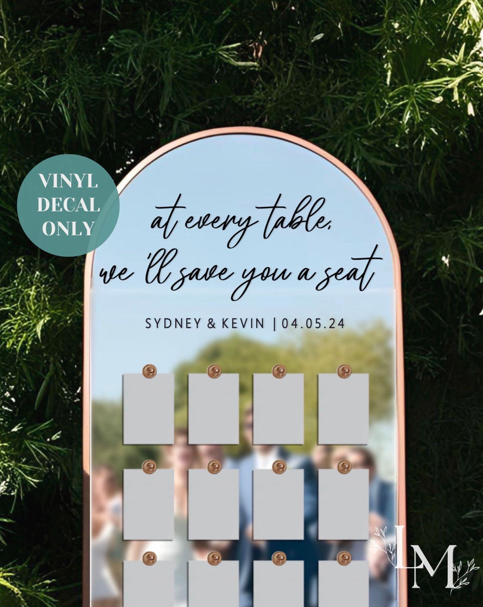 At Every Table Vinyl Wedding Seating Chart Decal Custom Table Chart ...