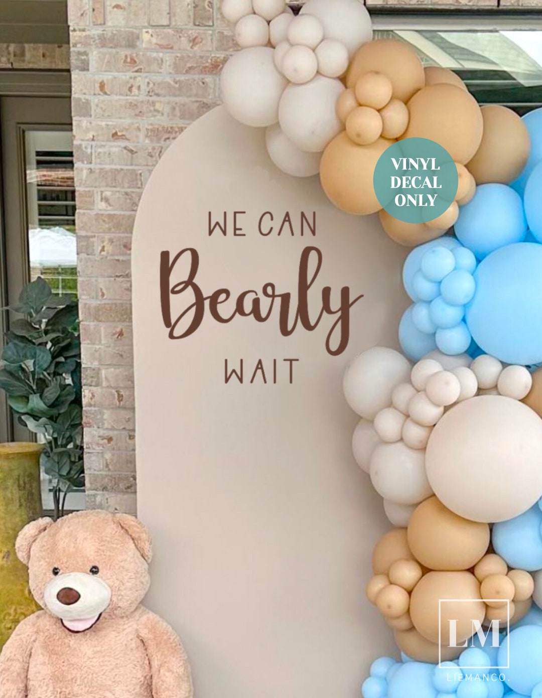 We Can Bearly Wait Baby Shower Decal for Balloon Arch Teddy Bear Backdrop Decal Gender Neutral ...