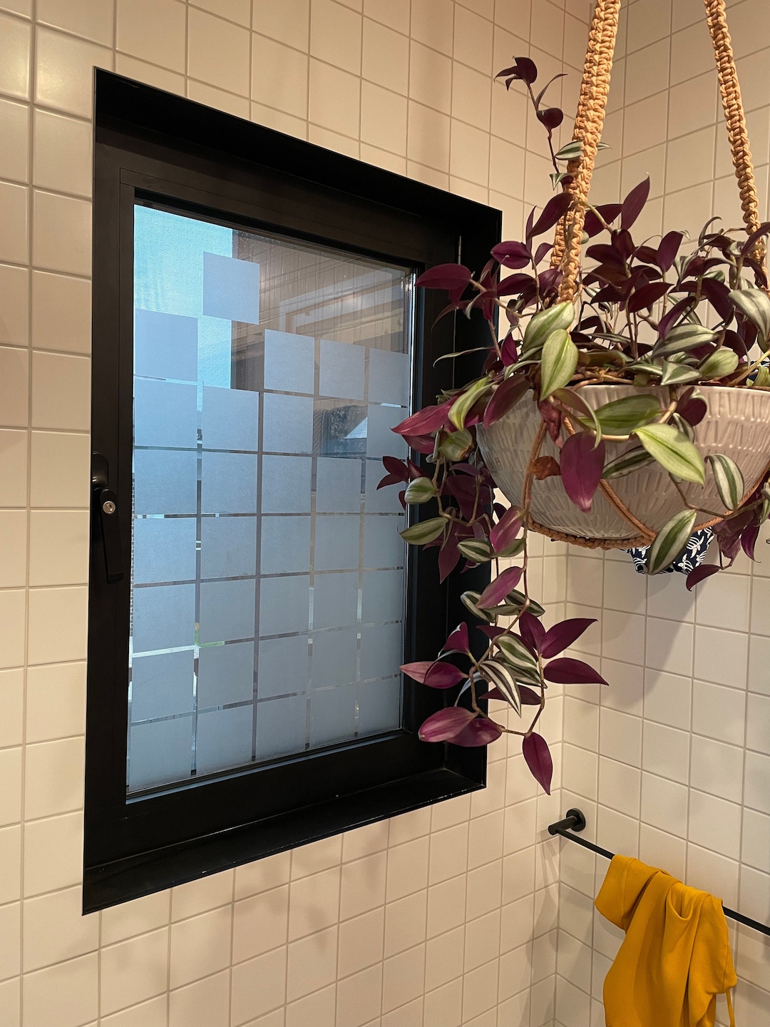 Squares Frosted Privacy Window Decal, Etched Glass Film for Privacy ...