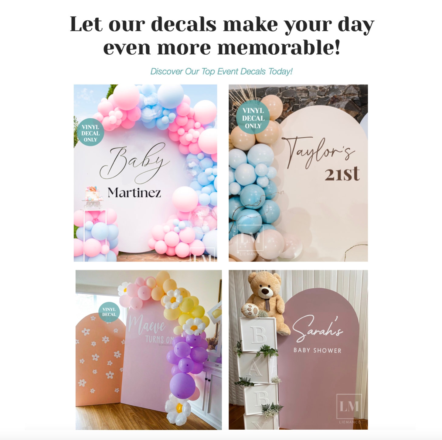 Custom Birthday Decal, Personalised Arch Backdrop Decal for Birthday ...