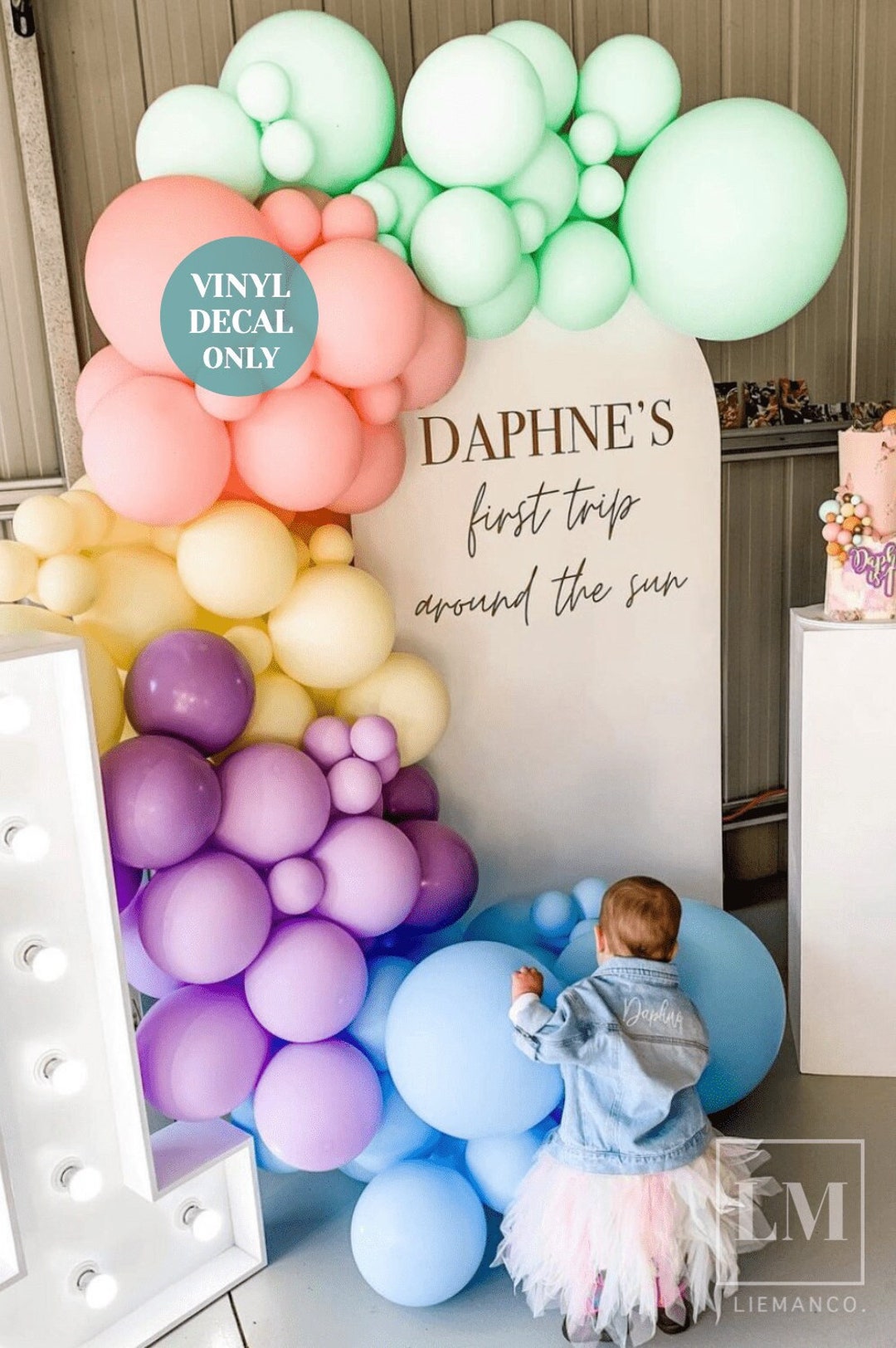 1st Birthday Party Decal First Trip Around Sun Birthday Decal for 1 ...