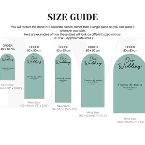 Arched Mirror Wedding Decal for Welcome Sign Wedding Selfie Mirror ...