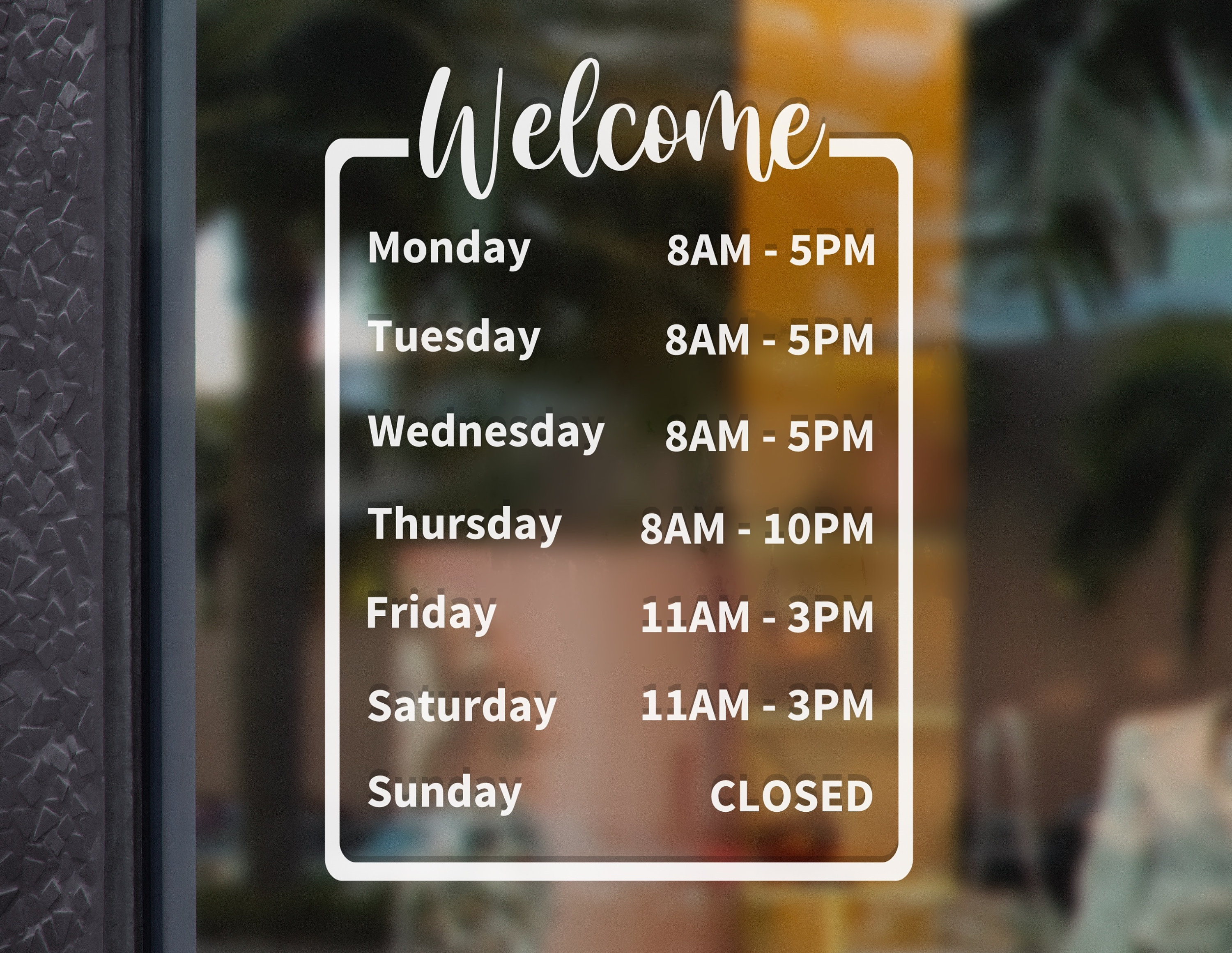 Welcome Shop Hour Window Decal Business Hours Sign for Door | Etsy