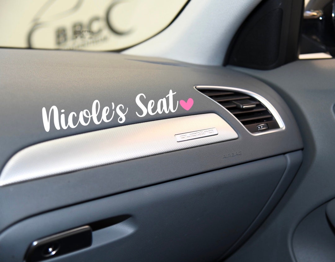 Girlfriend's Seat Name Decal With Heart, Custom Car Decal, Couple Car ...