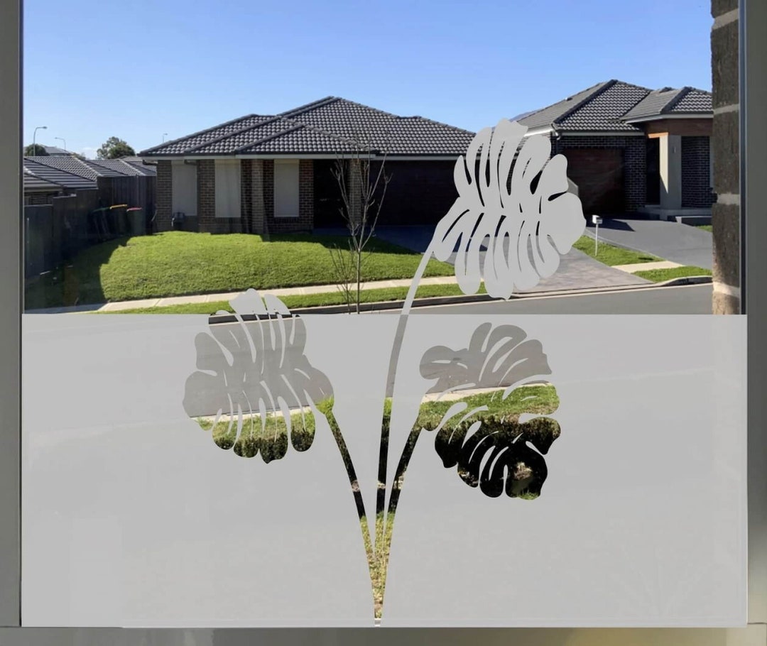 Monstera Leaves Privacy Frosted Cover, Tropical Leaves Window Film ...