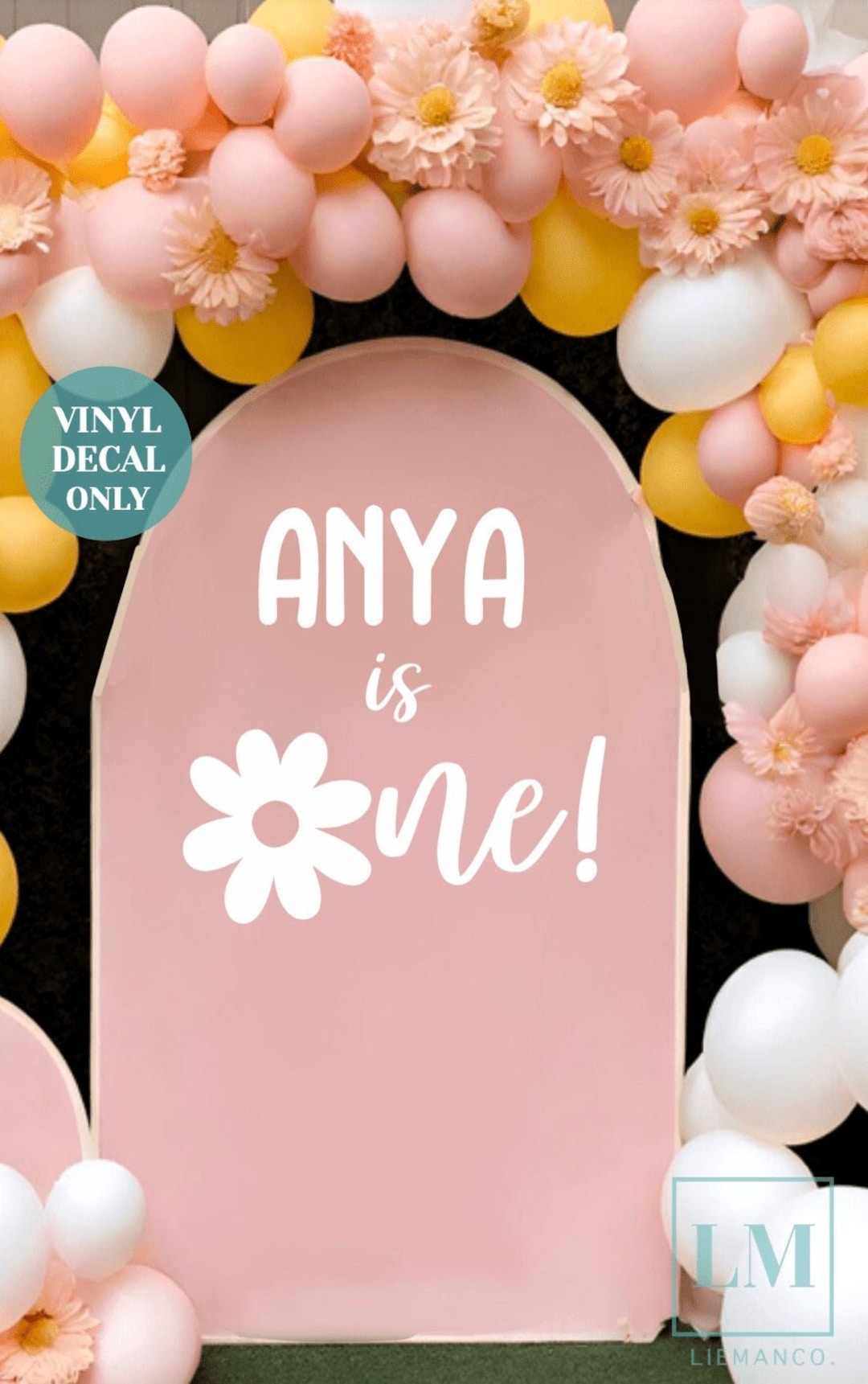 Personalised Birthday Vinyl Decal for Daisy Theme First Birthday Party ...