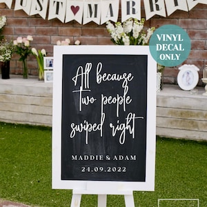 Wedding Mirror Decal Tinder Wedding Welcome Mirror Sign Two People ...