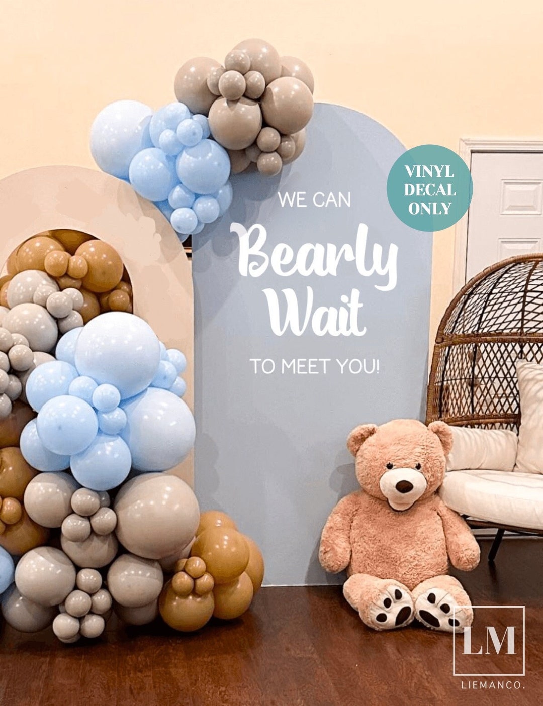 We Can Bearly Wait Baby Shower Decal for Balloon Arch Teddy Bear ...