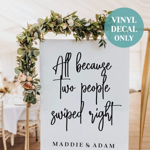 Wedding Mirror Decal Tinder Wedding Welcome Mirror Sign Two People ...