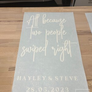 Wedding Mirror Decal Tinder Wedding Welcome Mirror Sign Two People ...