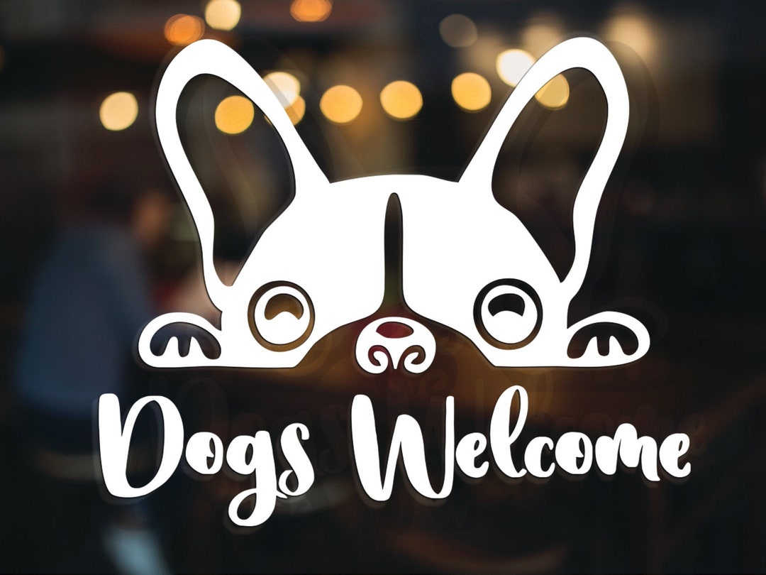 Pet Sign Sticker Peeking Dogs Decal Dogs Welcome Window Decal Pet ...