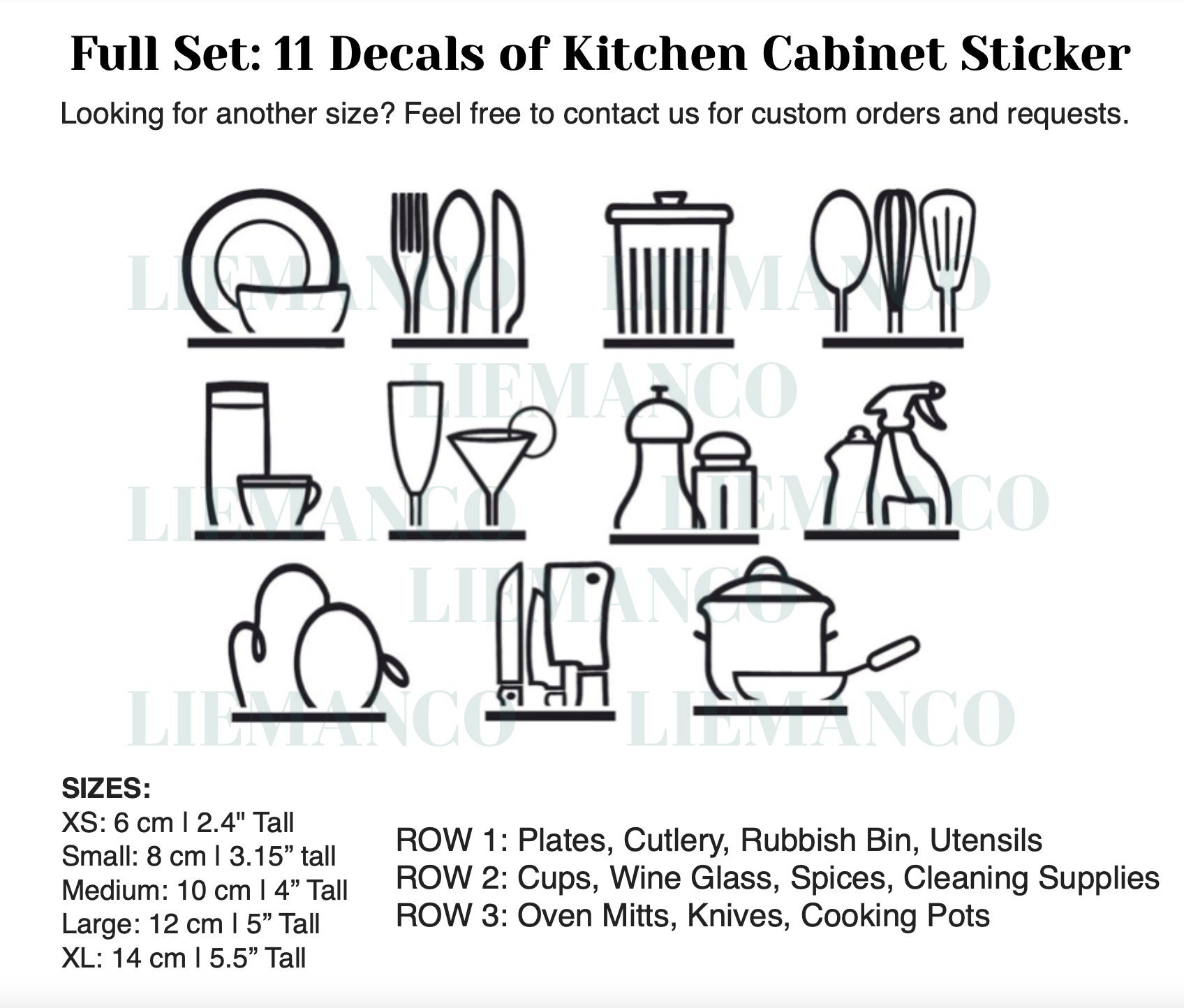 Kitchen Cabinet Decal, Airbnb Kitchen Label, Office Pantry Decal, Set ...
