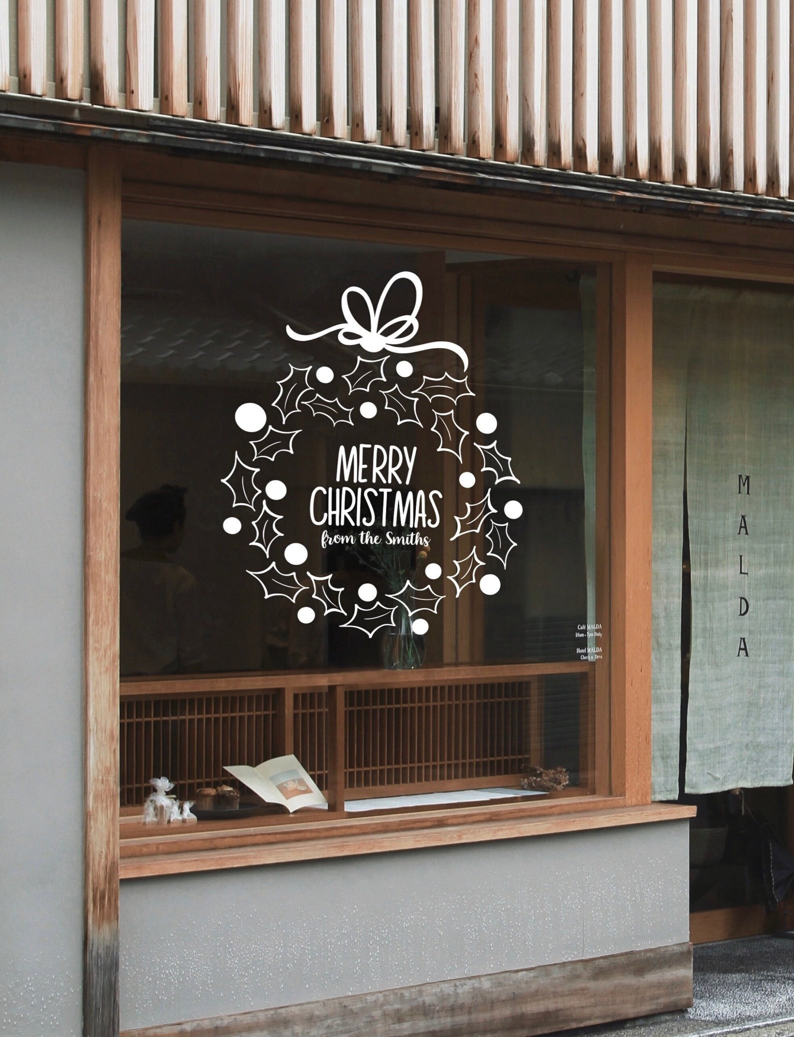 Front Door Wreath Sticker Christmas Window Decal Merry - Etsy