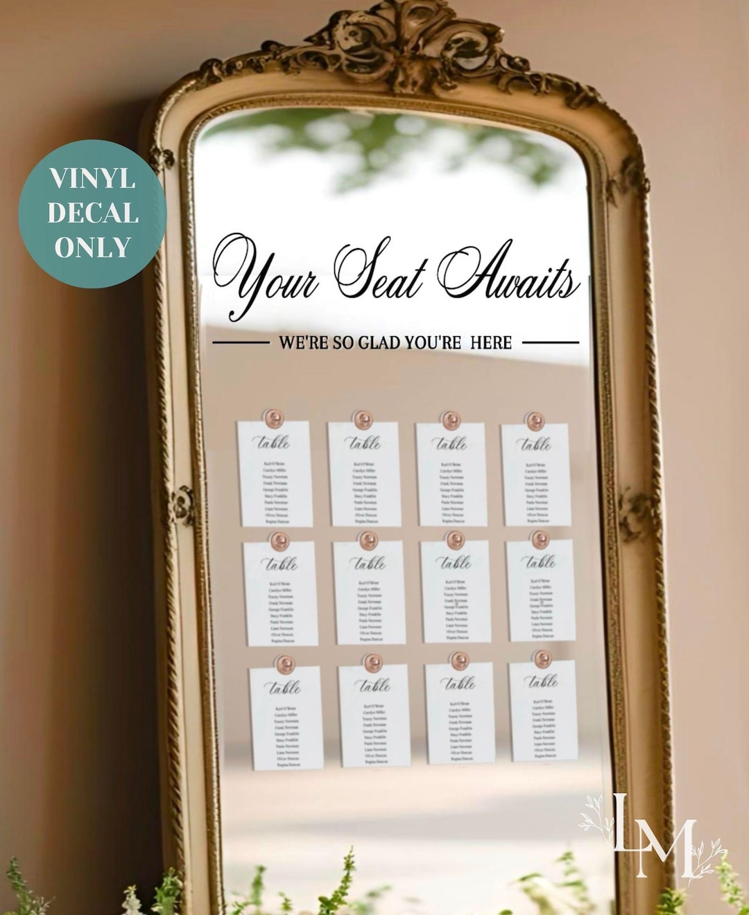 Your Seat Awaits Mirror Seating Plan Title Vinyl DIY Wedding Mirror ...
