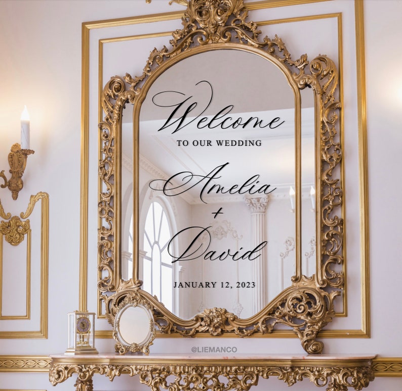 Welcome Wedding Mirror Sign Vinyl Lettering Elegant Wedding - Etsy ...