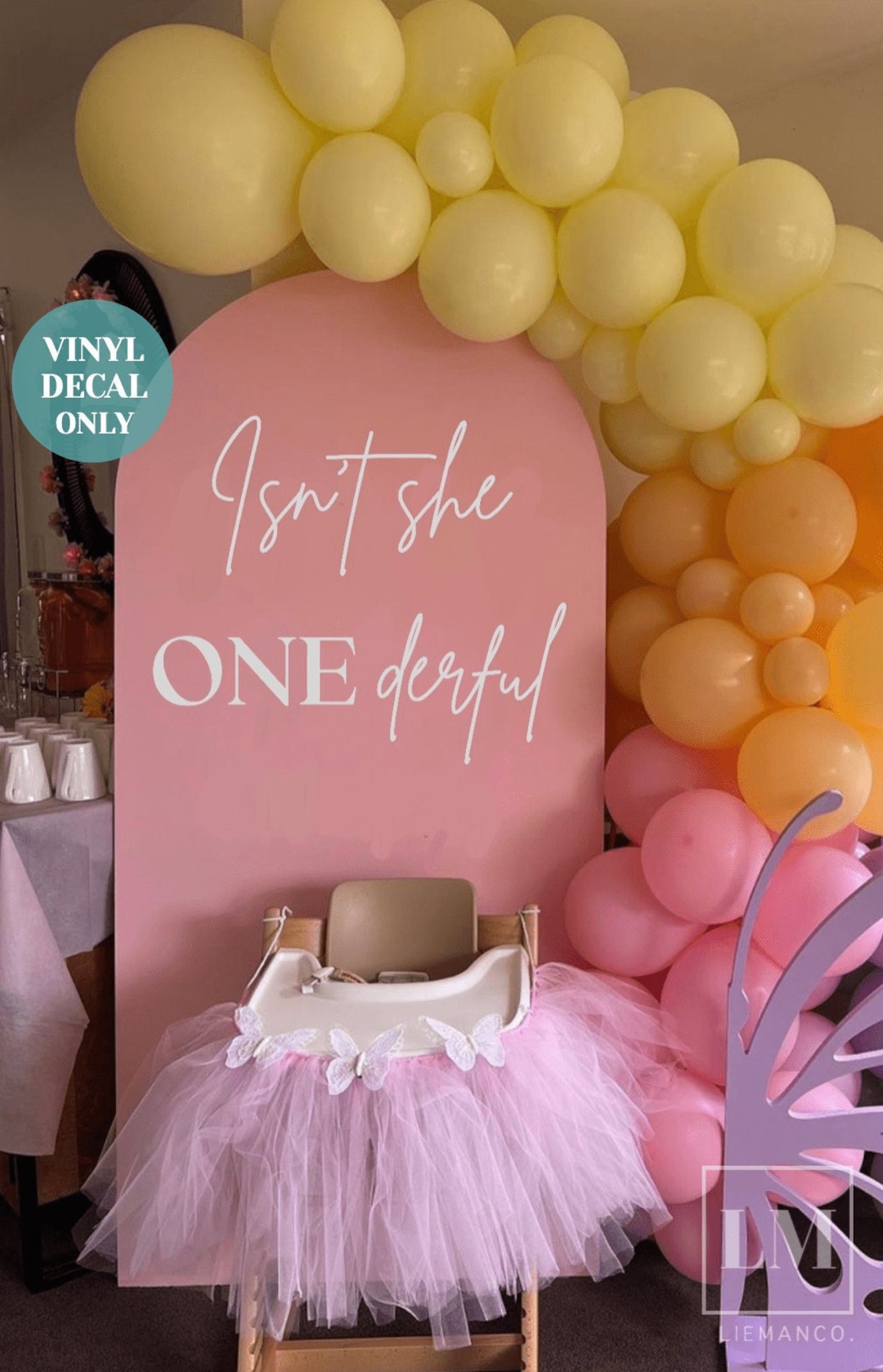 Isnt She Onederful Birthday Backdrop Decal Arch Vinyl Decal for ...
