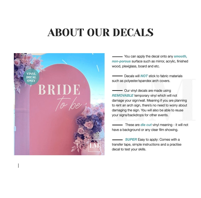 Bride to Be Backdrop Decal Bridal Shower Party Decal for Sign Bride to ...