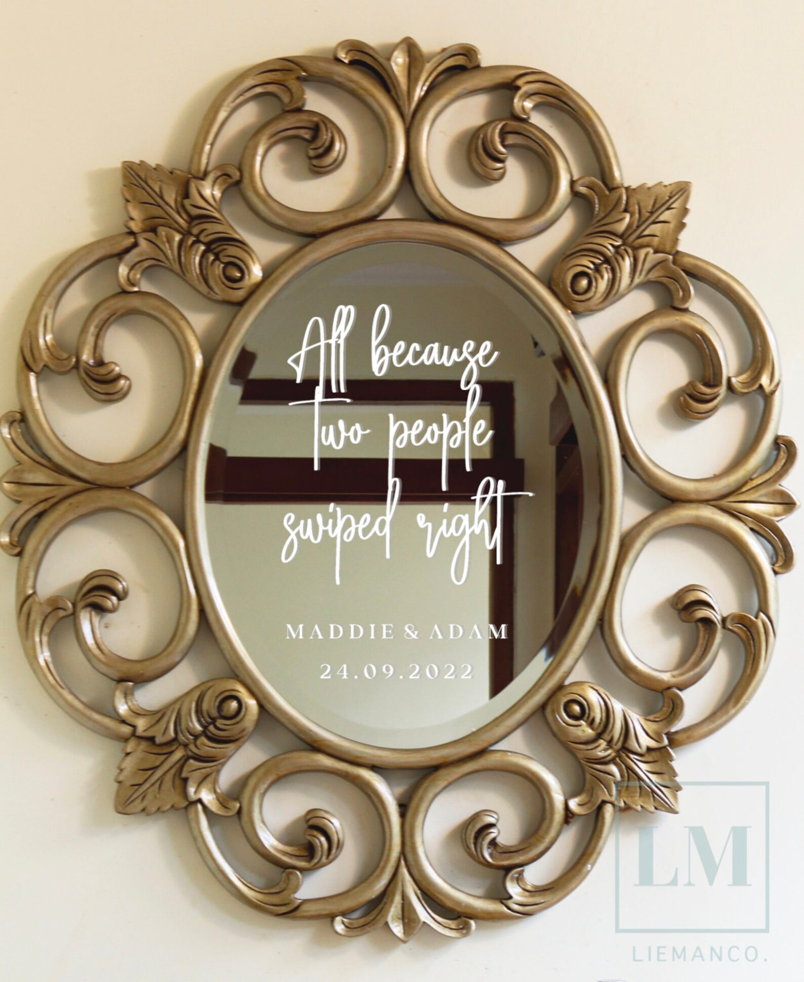 Wedding Mirror Decal Tinder Wedding Welcome Mirror Sign Two People ...