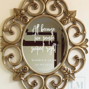 Wedding Mirror Decal Tinder Wedding Welcome Mirror Sign Two People ...