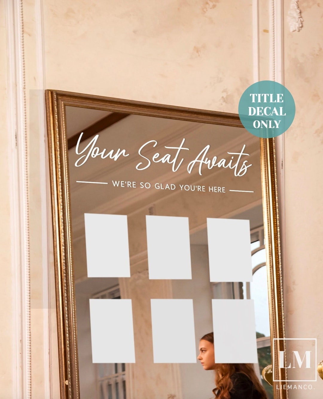 Seating Chart Title Wedding Decal Vintage Mirror Wedding Seating Plan ...