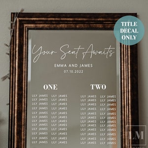 Find Your Seat Vinyl Decal for Seating Chart Mirror DIY Wedding Seating ...