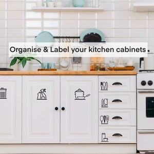 Kitchen Cabinet Decal, Airbnb Kitchen Label, Office Pantry Decal, Set ...