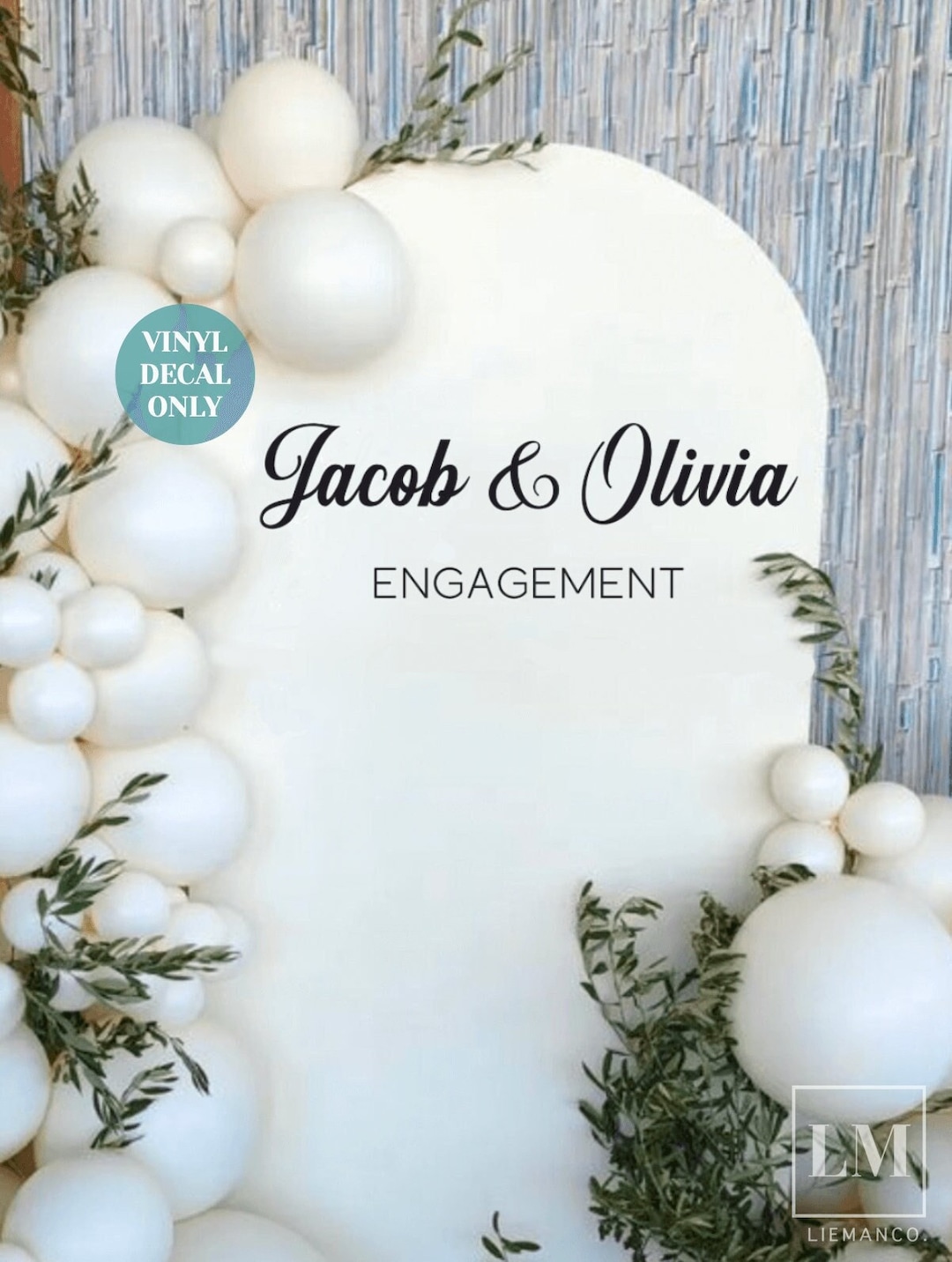 Personalised Engagement Balloon Arch Decal DIY Engagement Party Wall ...