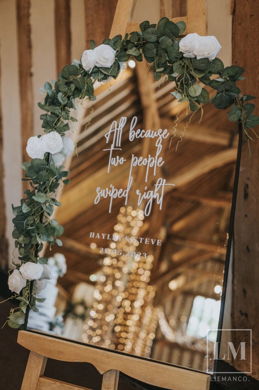 Wedding Mirror Decal Tinder Wedding Welcome Mirror Sign Two People ...