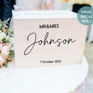 Personalised Wedding Card Box Vinyl Decal for Glass Box Wishing Well ...