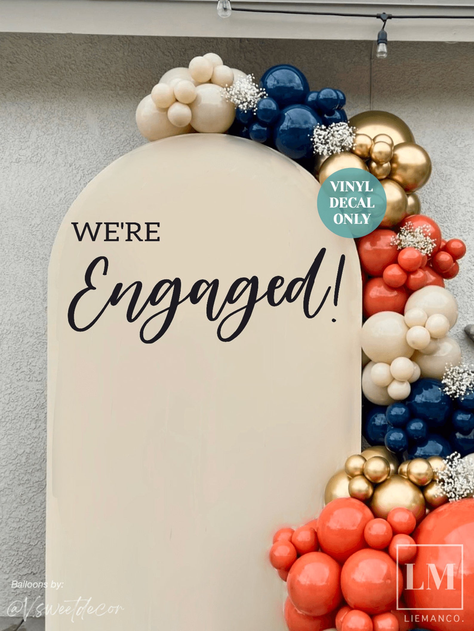 We're Engaged Sign Vinyl Decal Engagement Party Backdrop Decal for ...
