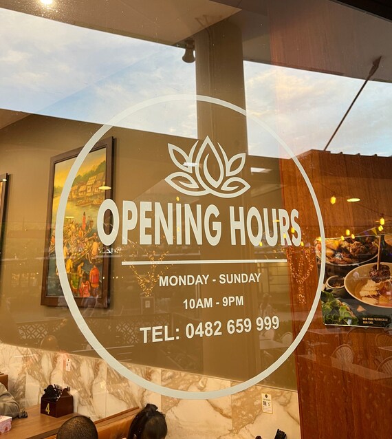 Custom Store Hours With Logo Decal Circle Business Hours | Etsy