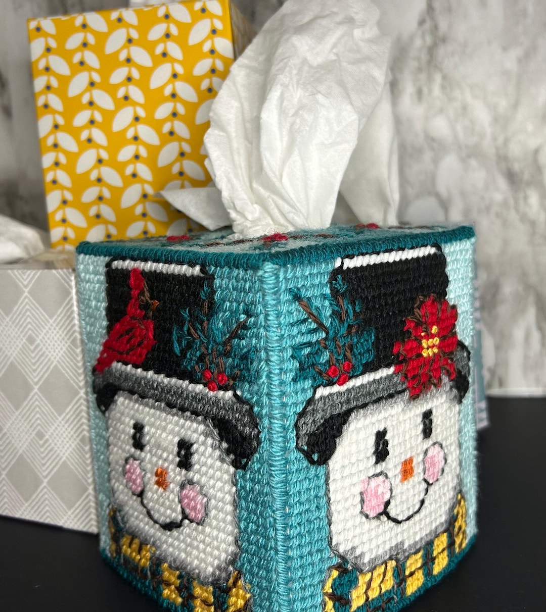Snowman Tissue Box Cover - Etsy
